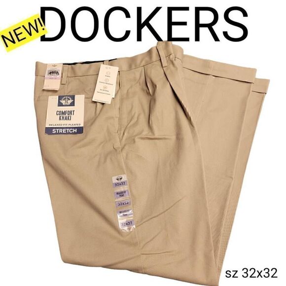 Dockers | Pants | Bogo Dockers Tan Relaxed Fit Pleated Frontcomfort ...